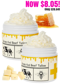 Honey Cream Beef Tallow Moisturizer for Skin, 2-Pack for $8.05 (Reg $20 ...