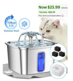 Ophanie Stainless Steel Pet Water Fountain $23.99 (reg $49.90) | Utah ...