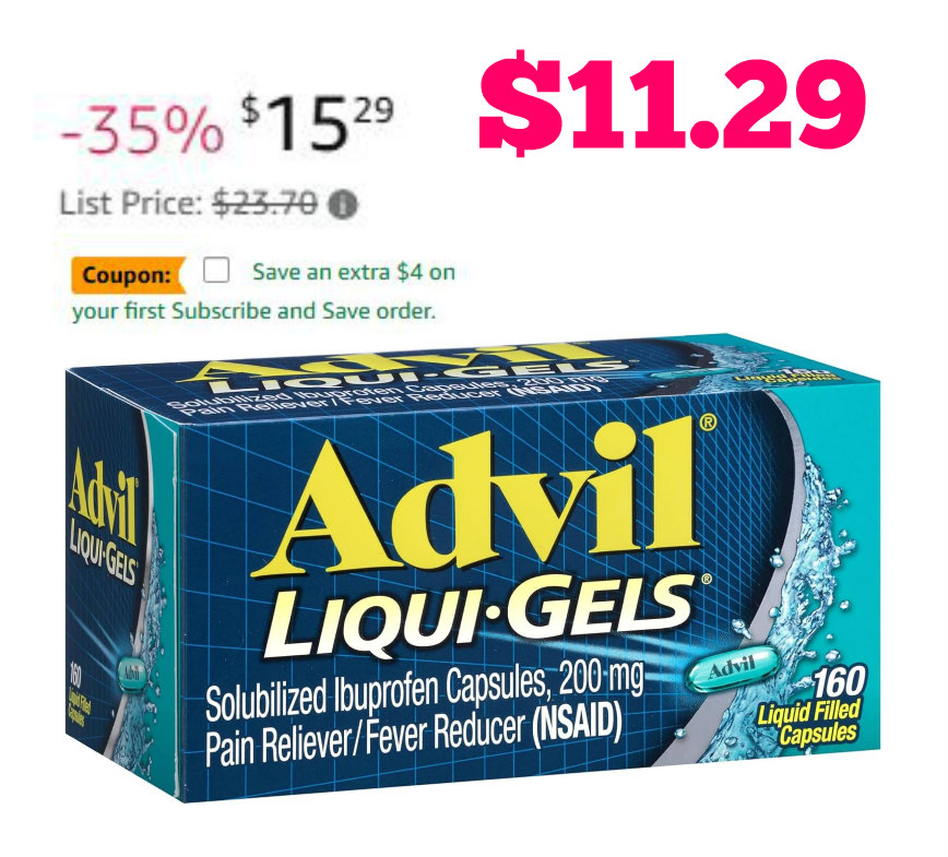 160-Count Advil Liqui-Gels Pain Reliever $11.29 or $13.09 (reg $23.70 ...