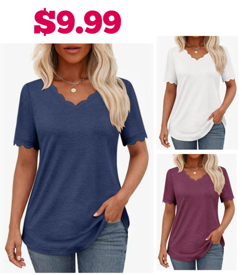 Scalloped V-Neck Women’s Top $9.99 (reg $19.99) | Utah Sweet Savings